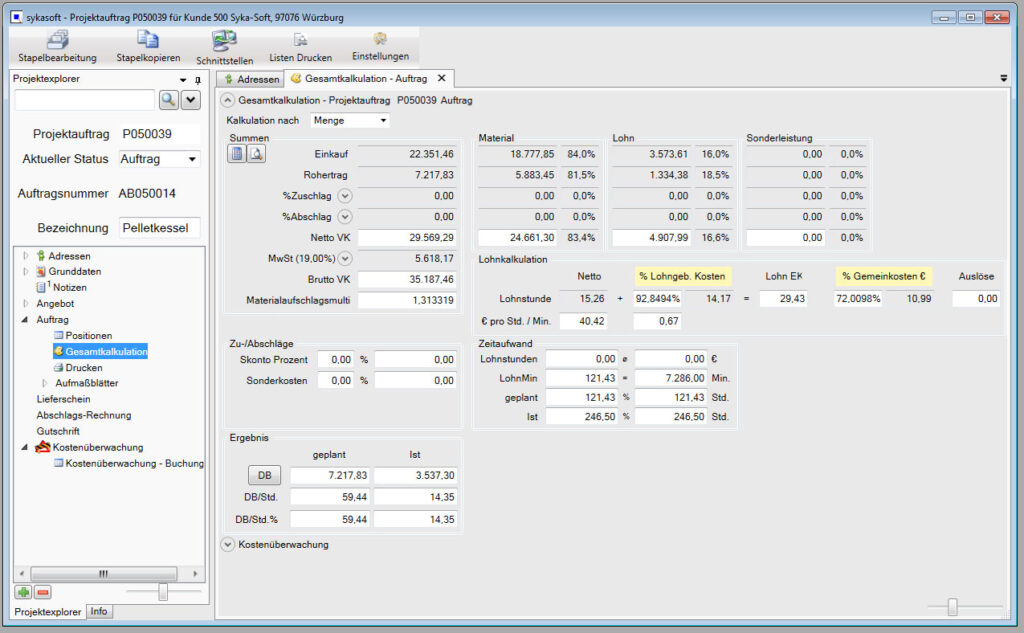 Kalkulation – Sykasoft